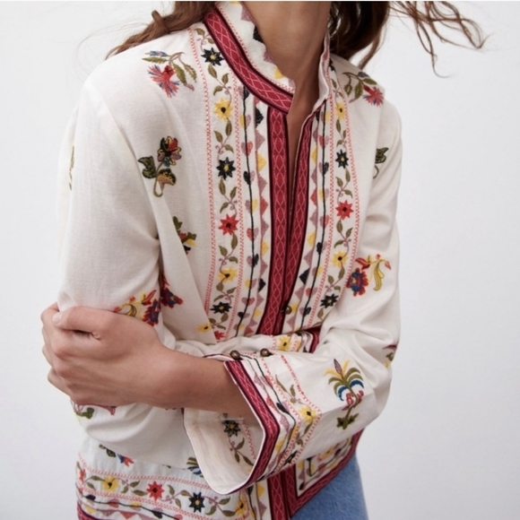 Zara | Jackets & Coats | Zara Embroidered Jacket | Poshmark